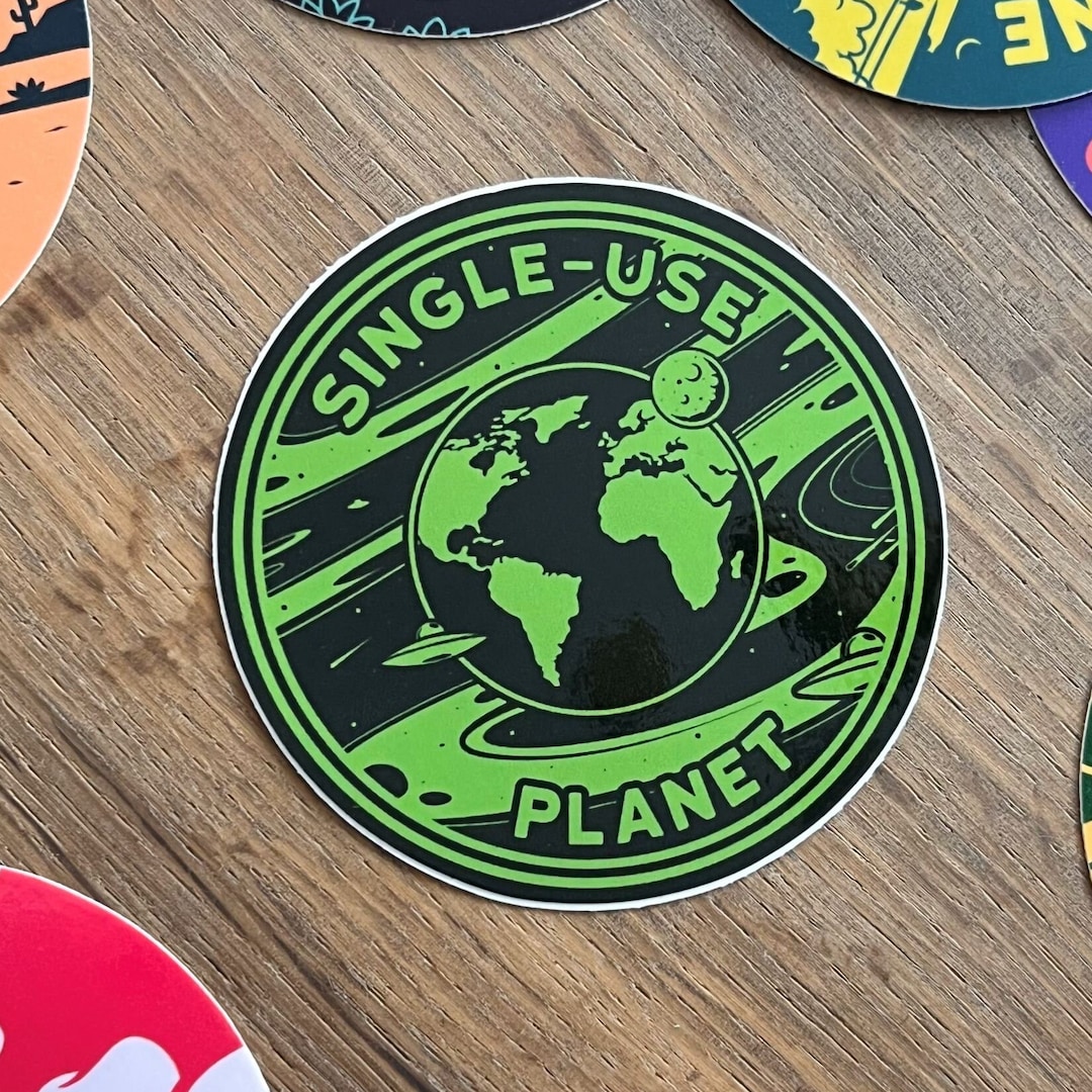 Single Use Planet Sticker - Etsy