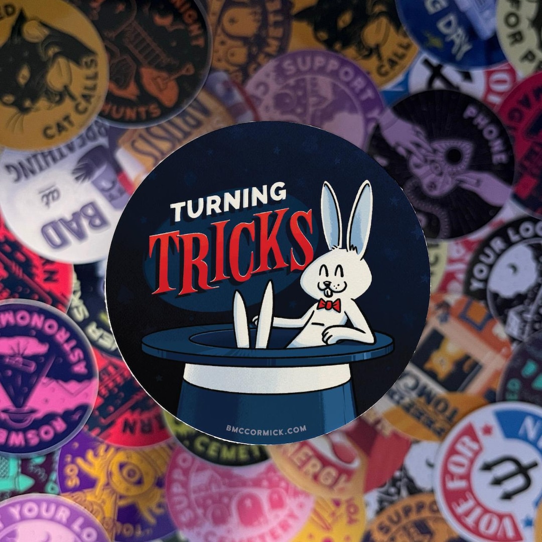 Turning Tricks: 3" Funny Magic Sticker for Laptops, Cars, Bottles - Etsy