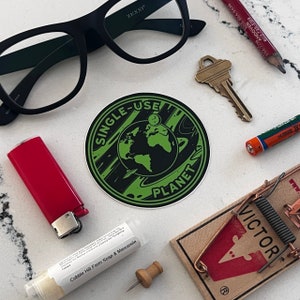 Single Use Planet Sticker - Etsy