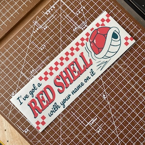 Red Shell With Your Name on It | Bumper Sticker or Magnet | 9" X 3 ...