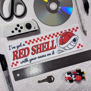 Red Shell With Your Name on It | Bumper Sticker or Magnet | 9" X 3 ...