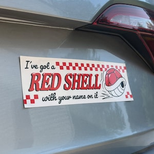 Red Shell With Your Name on It | Bumper Sticker or Magnet | 9" X 3 ...