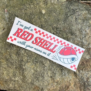 Red Shell With Your Name on It | Bumper Sticker or Magnet | 9" X 3 ...