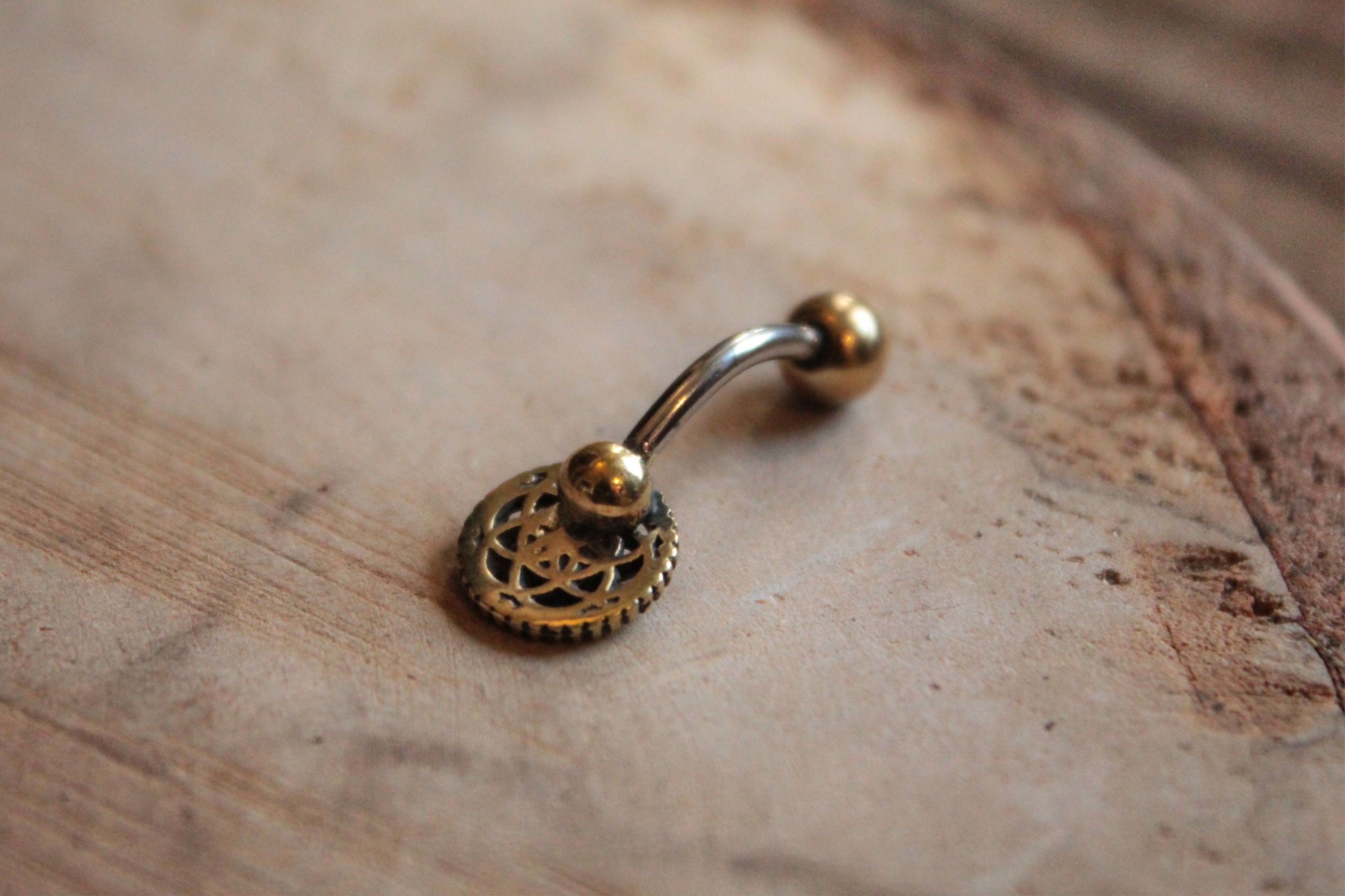 Seed of Life Belly Button Bar Tribal Belly Bar Banana Bar | Etsy UK
