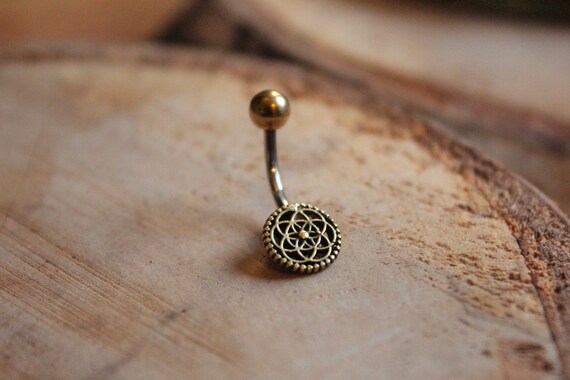 Seed of Life Belly Button Bar Tribal Belly Bar Banana Bar | Etsy UK