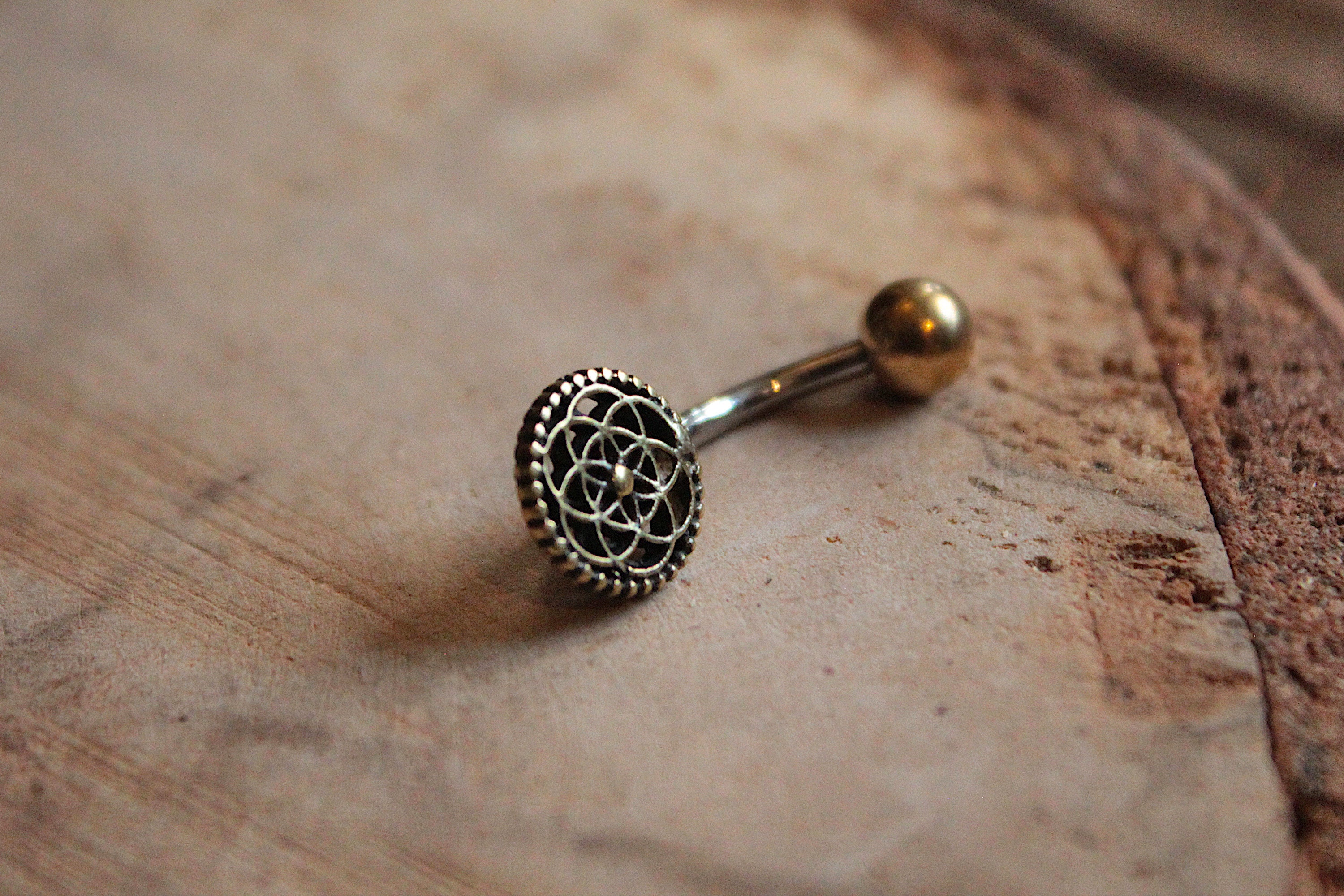 Seed of Life Belly Button Bar Tribal Belly Bar Banana Bar | Etsy UK