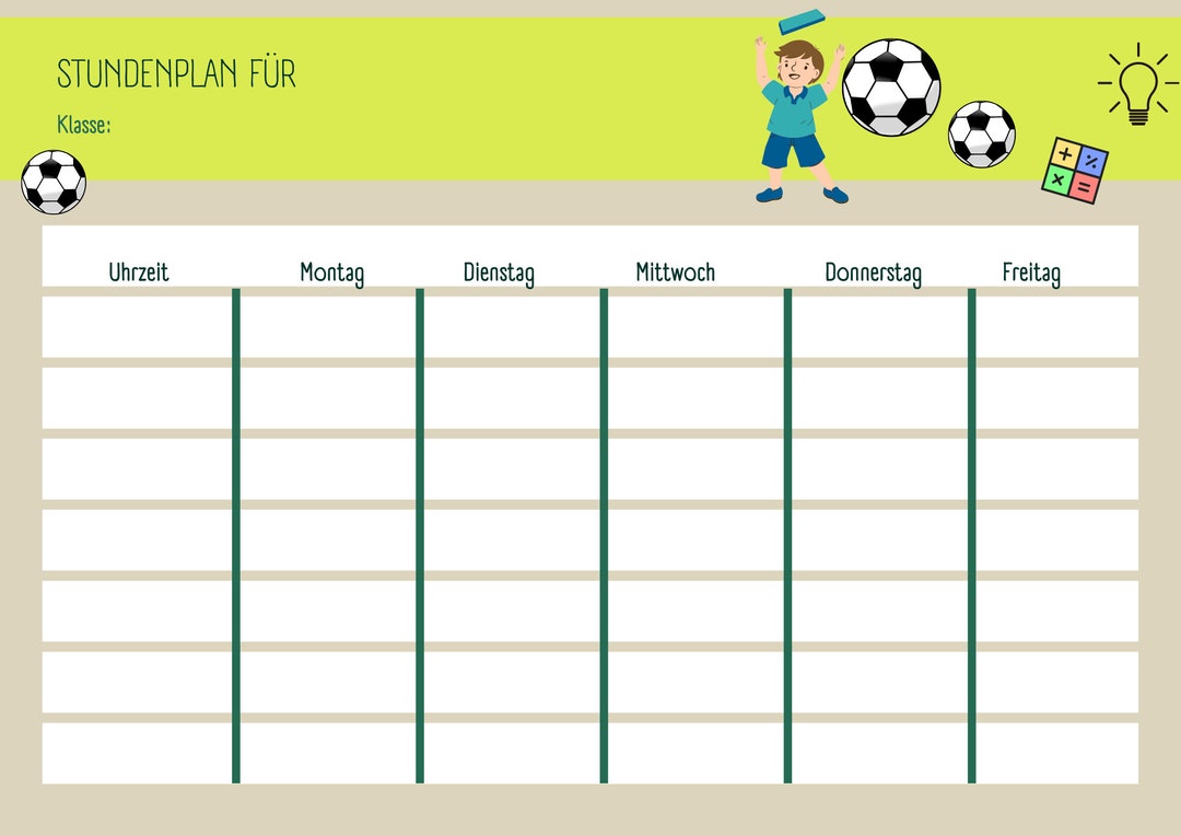 Digital Timetable for Self-printing - Etsy