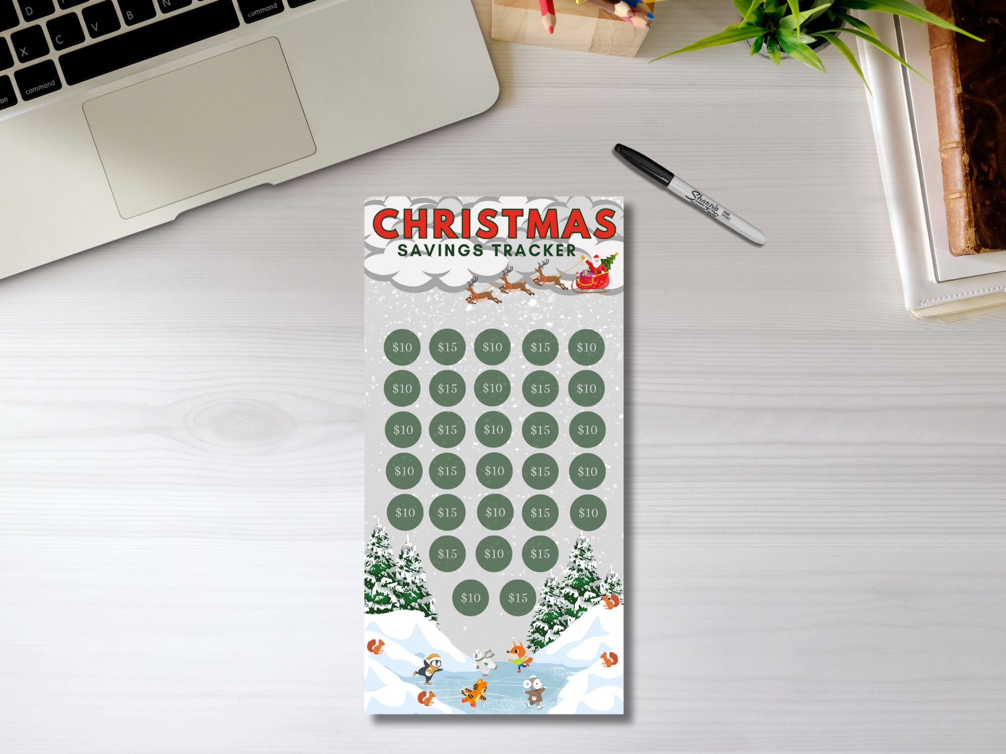 Christmas Savings Challenge Tracker Holiday Savings Challenge Savings ...