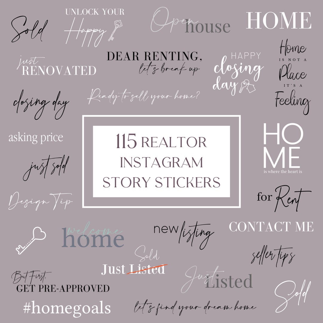 Realtor Instagram Story Stickers, 115 Real Estate Instagram Story ...