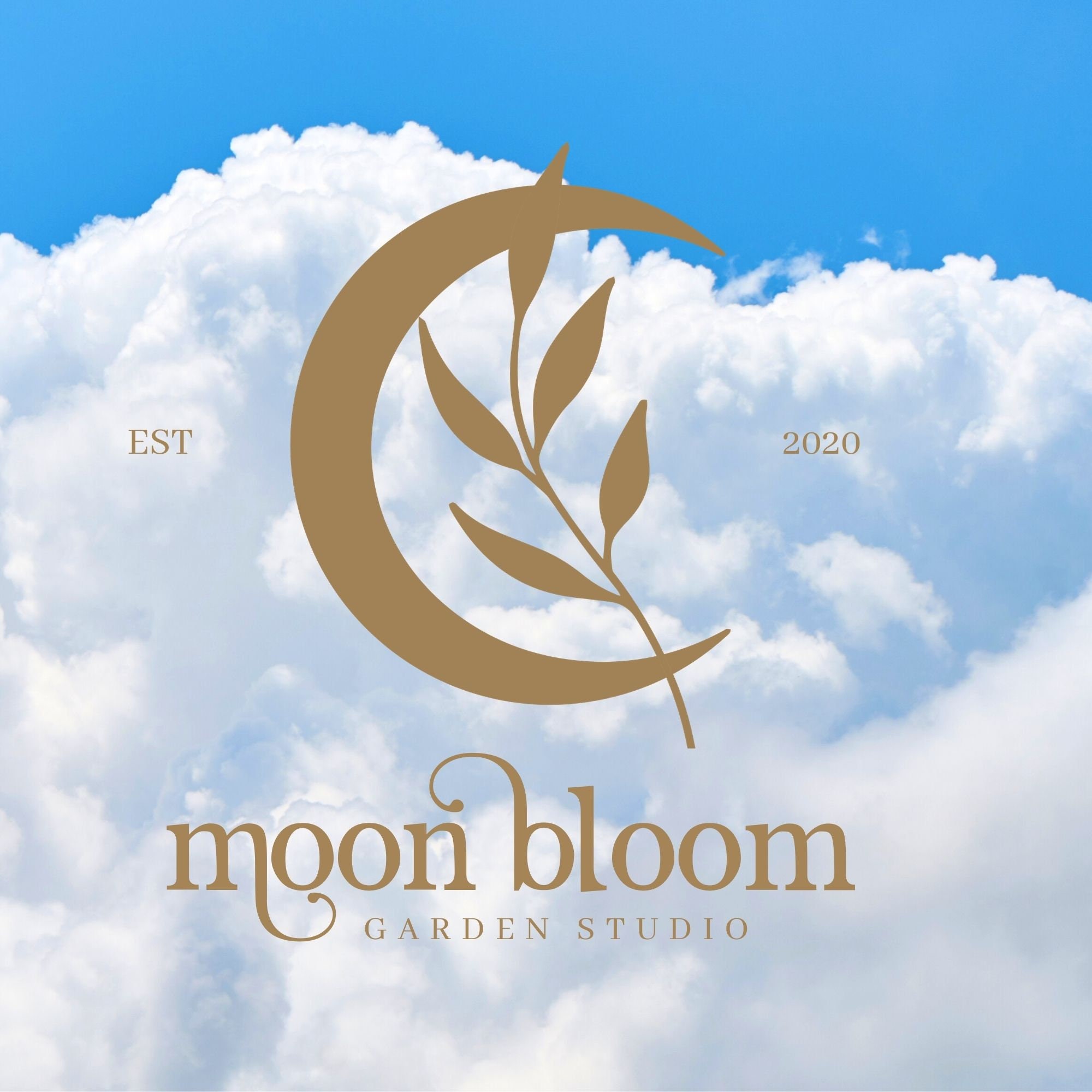 Celestial Logo, Boho Logo, Moon Logo, Botanical Moon Logo - Etsy