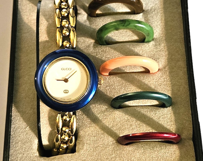 Authentic 18k Gold Plated Gucci Bezel Watch in Excellent +5 Condition ...