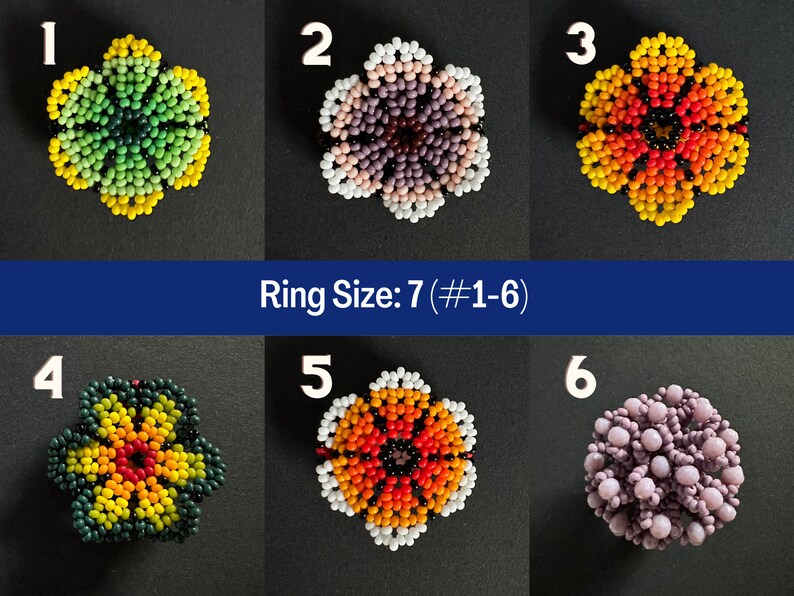 Mexican Rings Handmade Huichol Flowers - Etsy