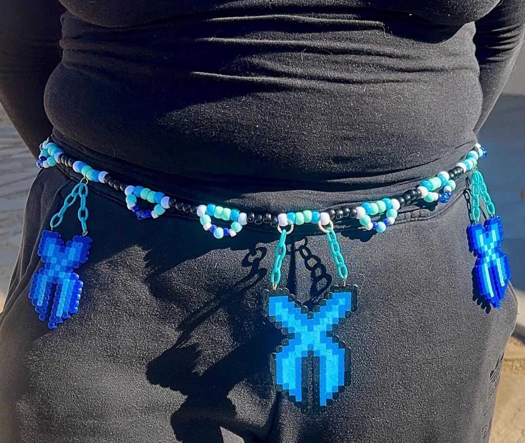 Kandi Belt Excision X - Blue/black Perlers - Perfect Rave or Festival ...