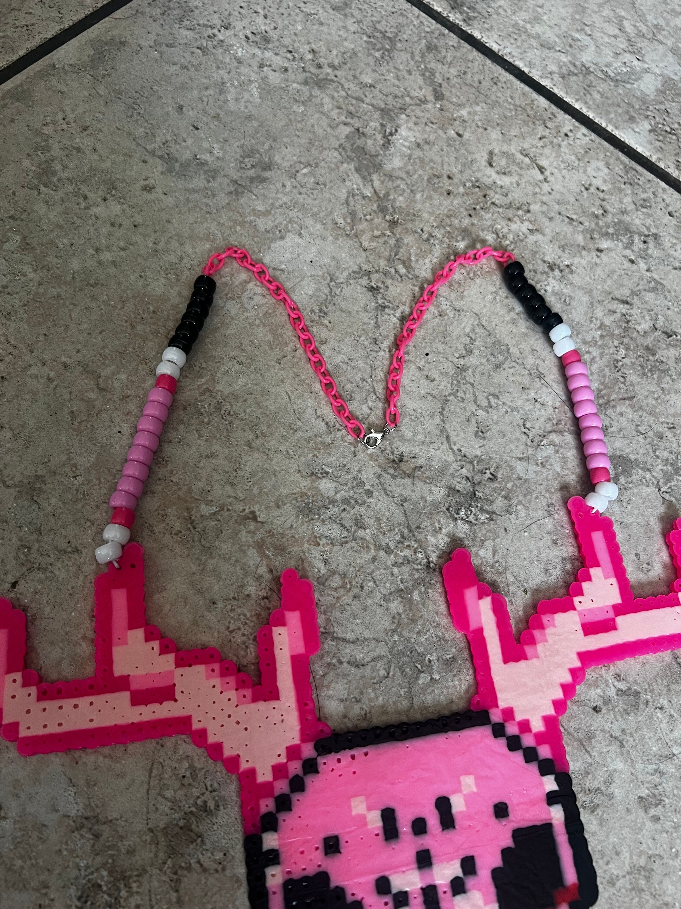 Pink Svdden Death Inspired Kandi Perler Necklace Secured With - Etsy