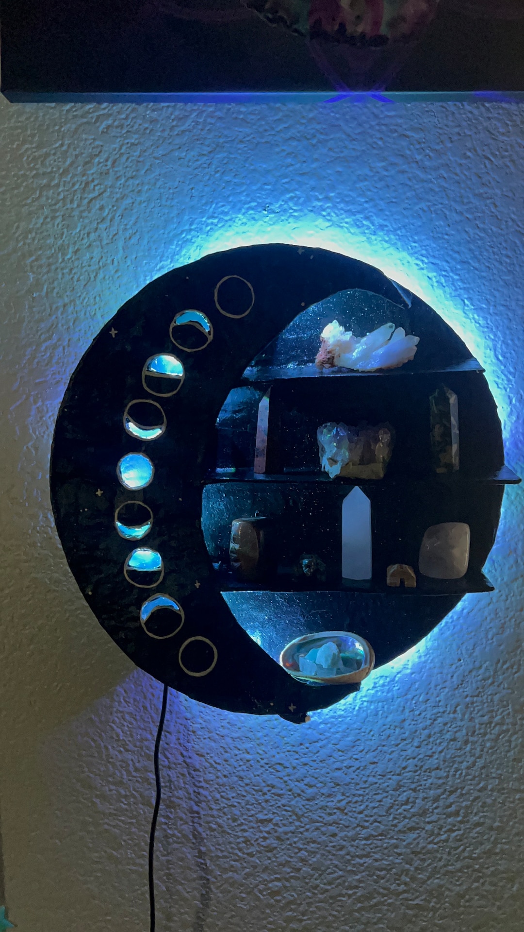 Light-up Moon Cycle Crystal Shelf/display hand Made - Etsy