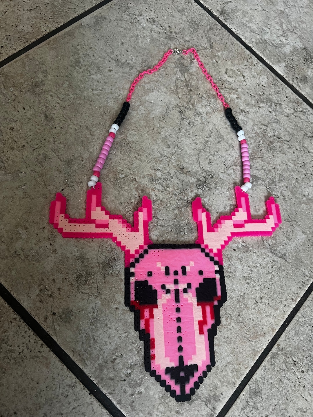 Pink Svdden Death Inspired Kandi Perler Necklace Secured With - Etsy