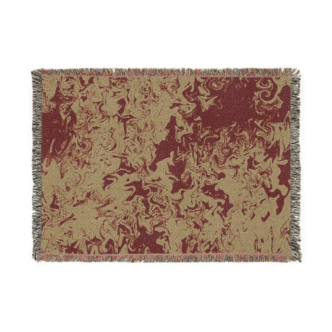 Maroon and Yellow Island Tie-dye Woven Blanket | Hawaii-inspired Cozy ...