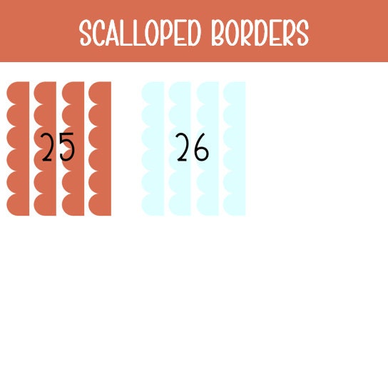 Printable Scalloped Bulletin Board Borders, 26 Colors (digital Download ...