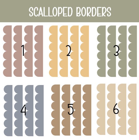 Printable Scalloped Bulletin Board Borders, 26 Colors (digital Download ...