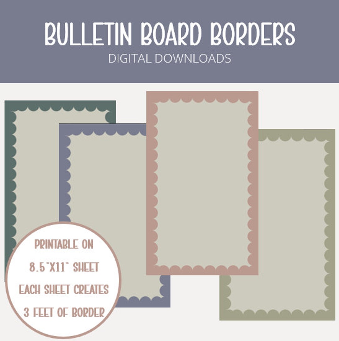 Printable Scalloped Bulletin Board Borders, 26 Colors (digital Download ...