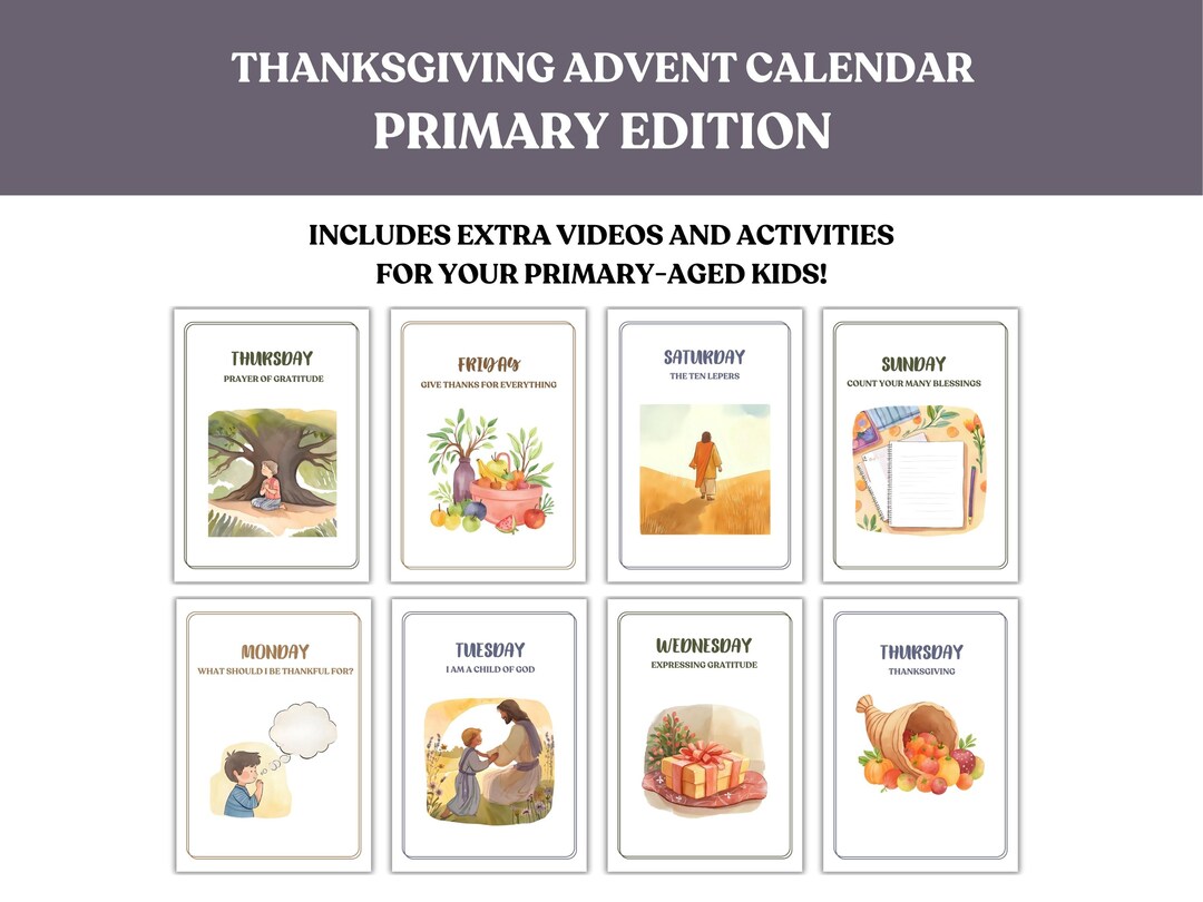 LDS Thanksgiving Advent Calendar | Primary Kids Activity (digital ...