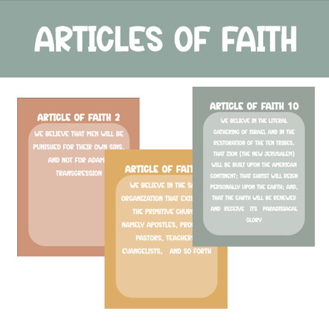 Articles of Faith Posters, Primary/nursery Decor, Primary Sciptures/art ... Articles of Faith Posters, Primary/nursery Decor, Primary Sciptures/art ...