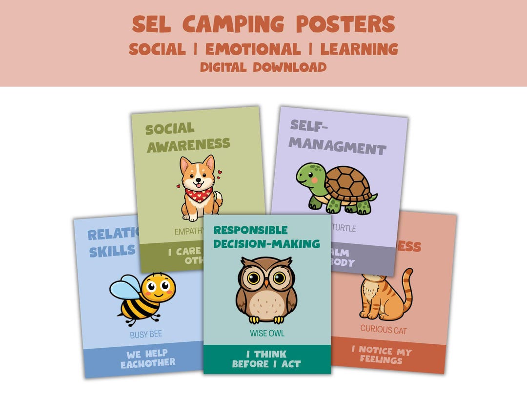 SEL Feelings Friends Classroom Posters, Animal Theme, School Counselor ...