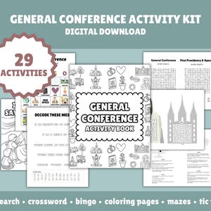 LDS General Conference Activity Packet: Coloring Pages, Games (digital ...