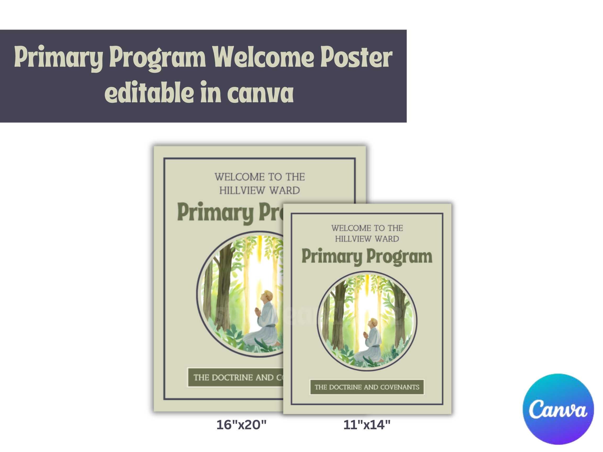 LDS Primary Program Welcome Poster | Editable Template (digital ...