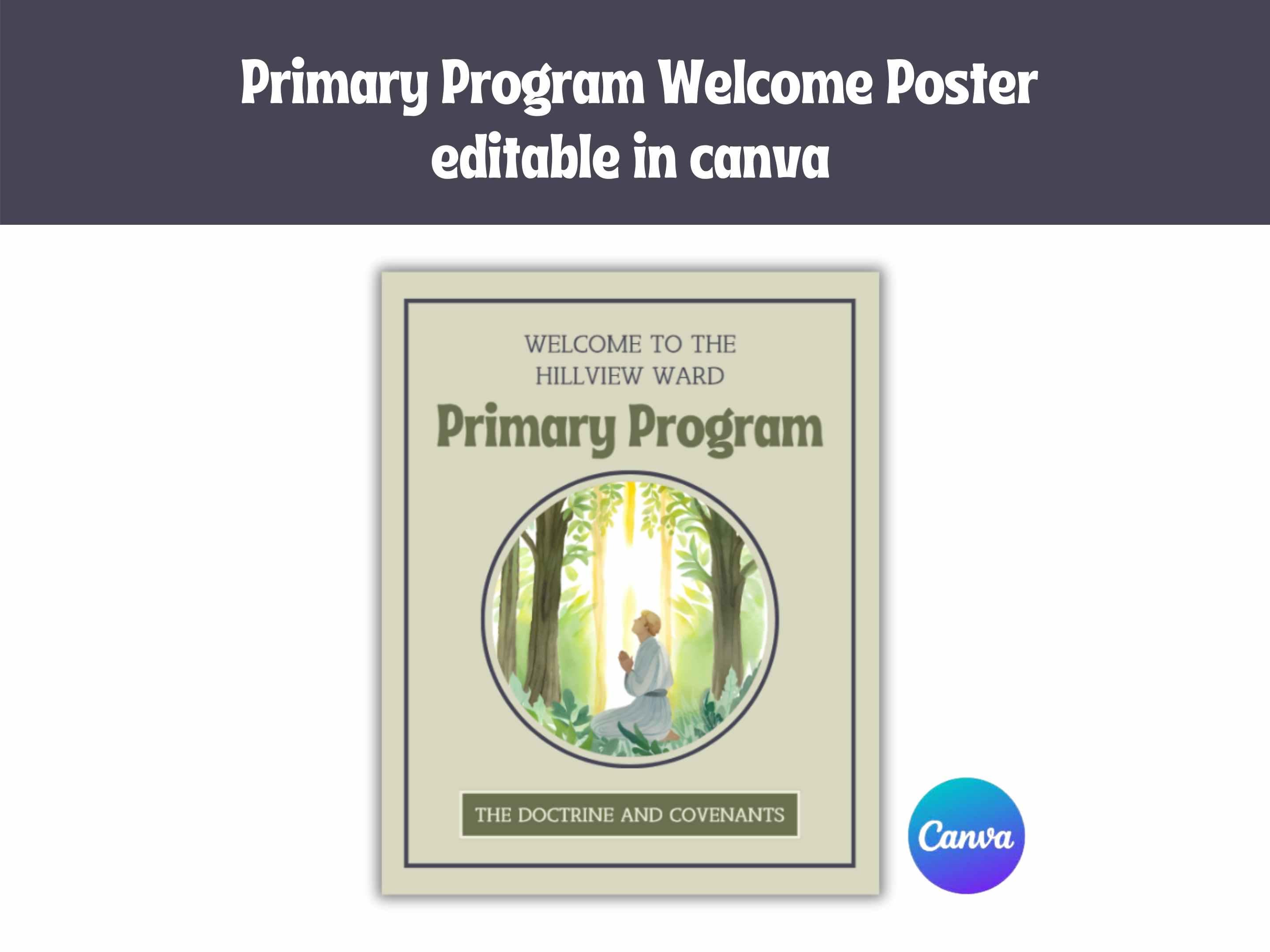 LDS Primary Program Welcome Poster | Editable Template (digital ...