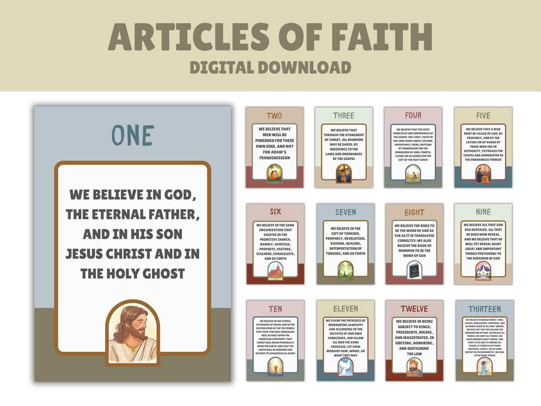 Articles of Faith Posters, 2026 Primary Bulletin Board (digital ...