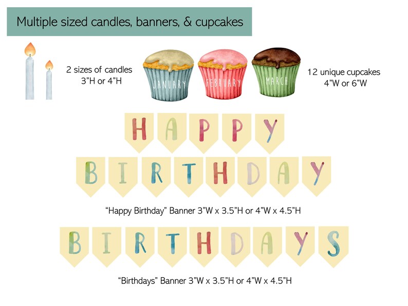 Birthday Bulletin Board Template With Cupcakes, Candles, and Banners ...