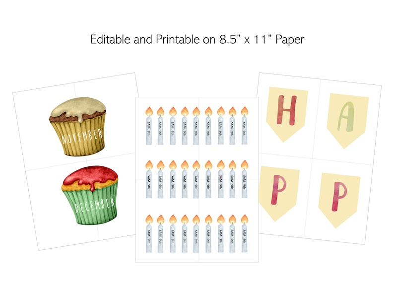 Birthday Bulletin Board Template With Cupcakes, Candles, and Banners ...