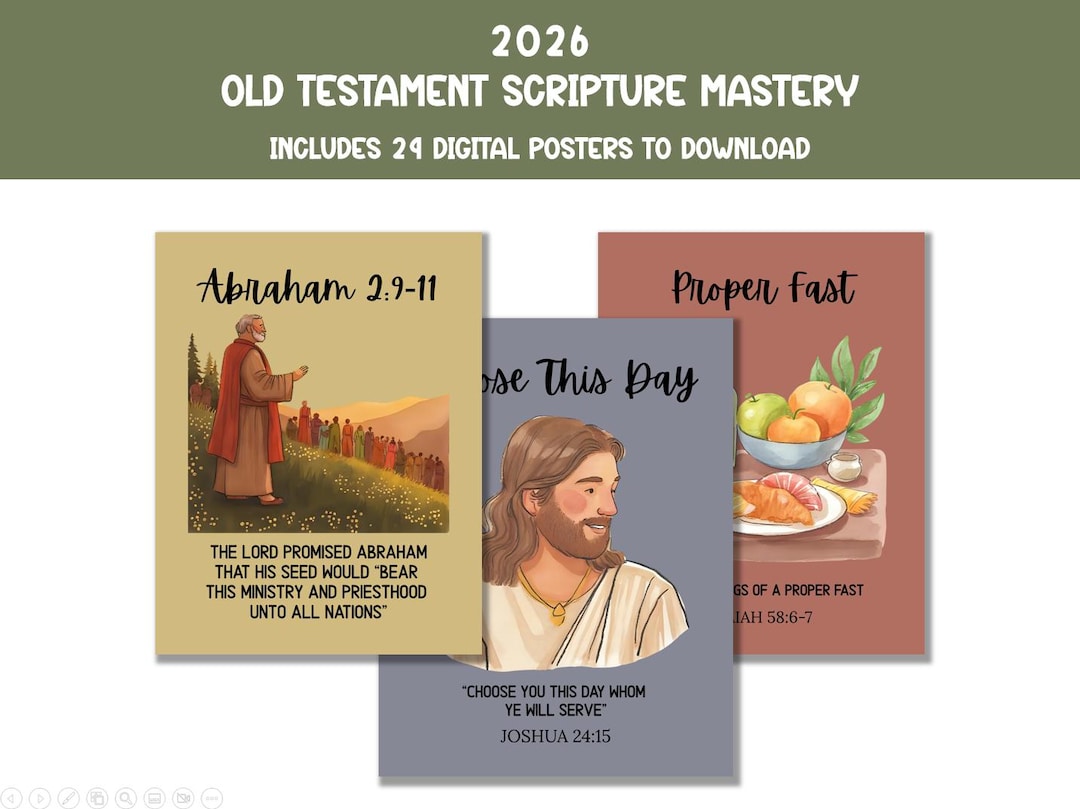 Old Testament Scripture Mastery Posters 2026, Key Phrases Seminary ...