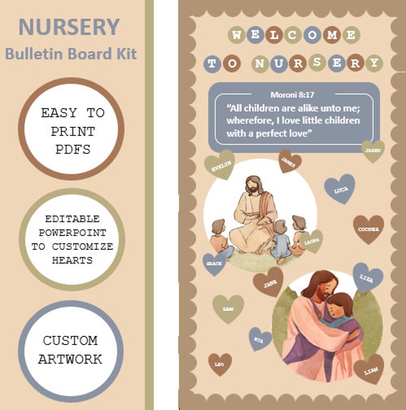 Nursery/primary Jesus Loves the Children, Bulletin Board Kit Print-out ...