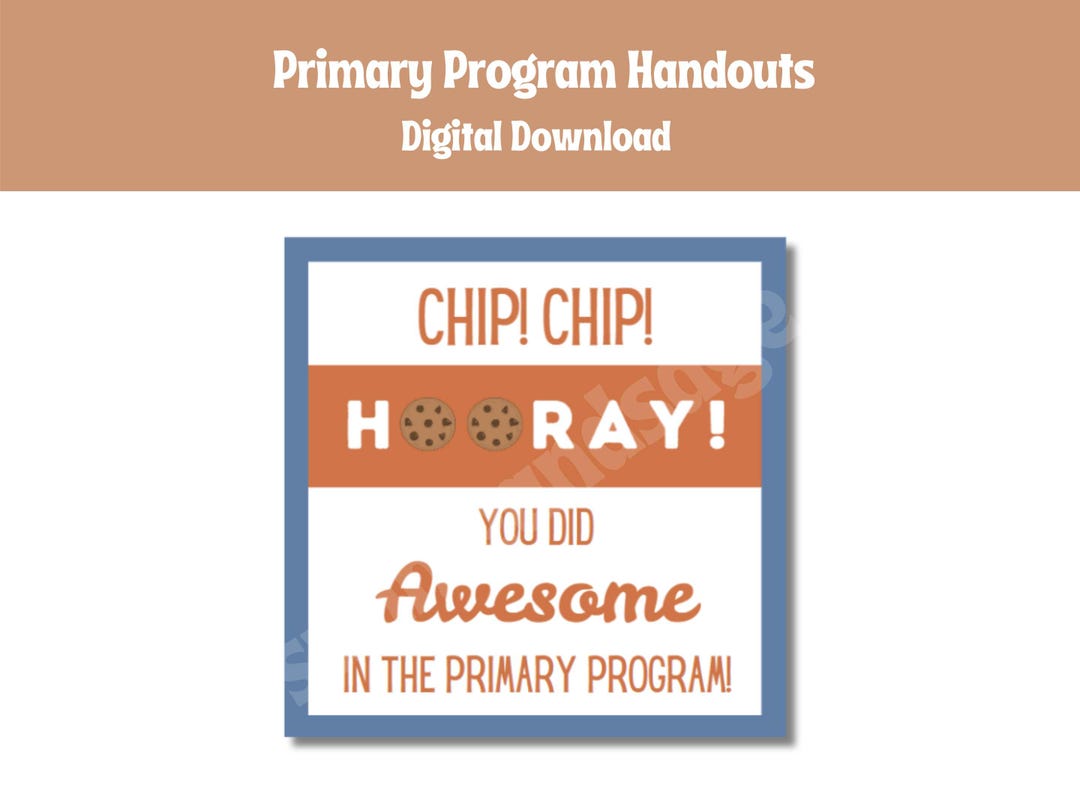 LDS Primary Program Handout | Chip Chip Hooray Treat (digital Download ...