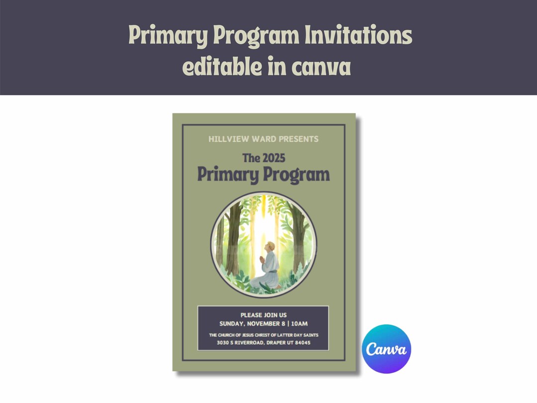 LDS Primary Program Invitation | Editable Invites | Church of Jesus ...