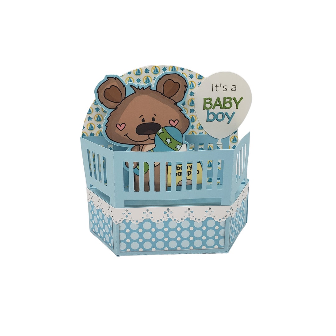 BABY CRIB CARD Boy | It's A Boy | Cute Bear Welcome Baby Card | 5.75" X ...