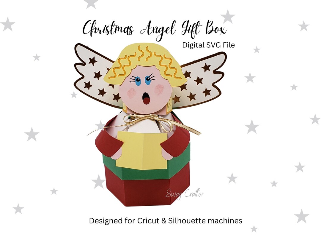 3D ANGEL Gift Box Digital Download With Holiday Messsage, Svg File for ...