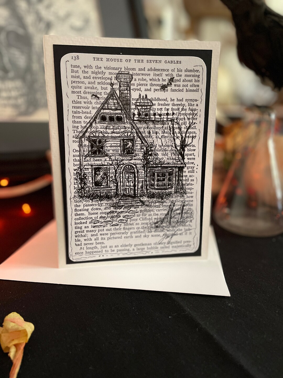 Beautiful and Creepy Hand-painted Greeting Card, Embellished With Pen ...