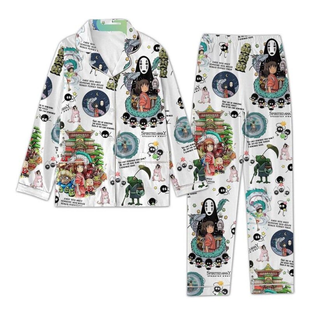 Spirit Ghibli Movie Silk Pajamas Set, Christmas Pajamas Set, Totoro ...