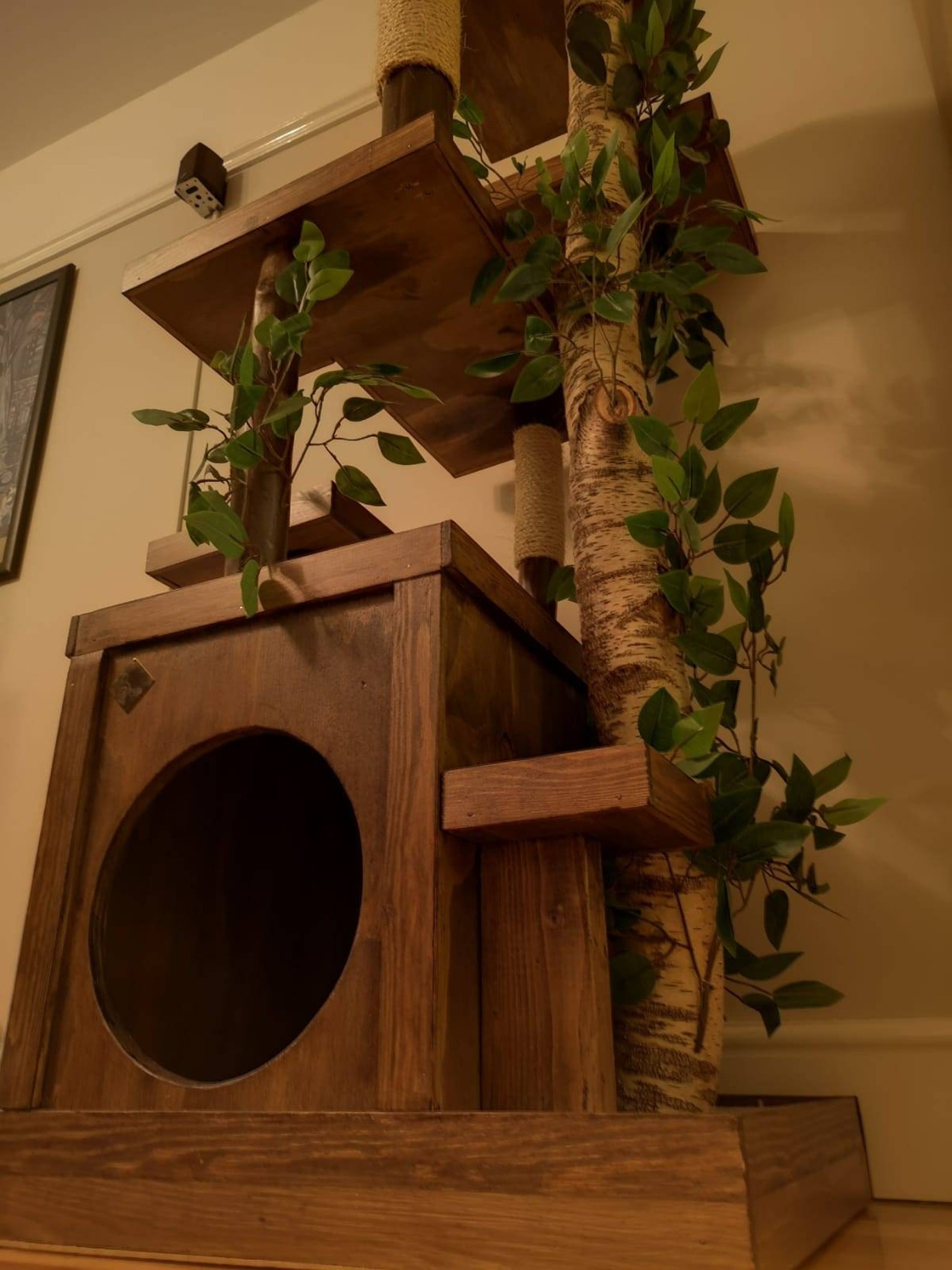Custom Made Natural Wooden Cat Tree Cat House Etsy
