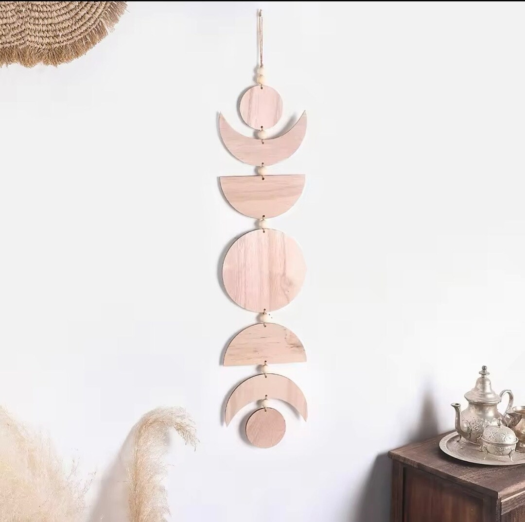 Wooden Moon Phase Garland Boho Home Decor Bedroom Living Room Nursery ...