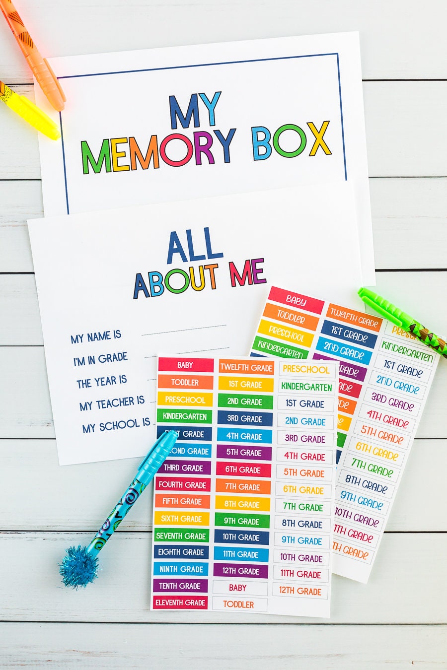 School Memory Box Printables, DIY Memory Box Kit, Filing System, Schoolwork Keepsake Box Labels ...