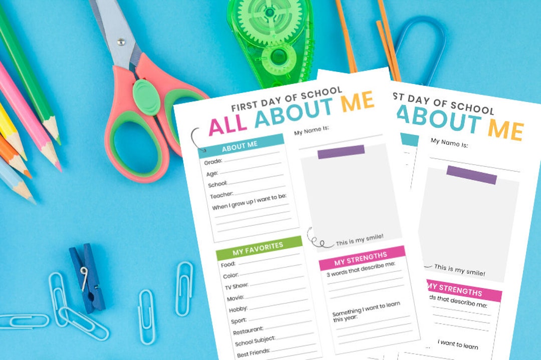 First Day of School All About Me Questionnaire - Etsy