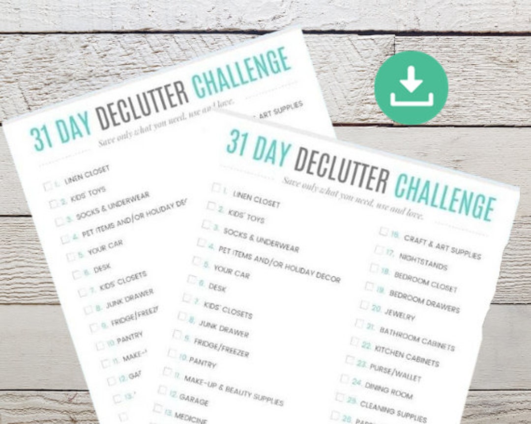 Declutter Challenge Printable, Declutter Planner, Declutter 31 Day ...