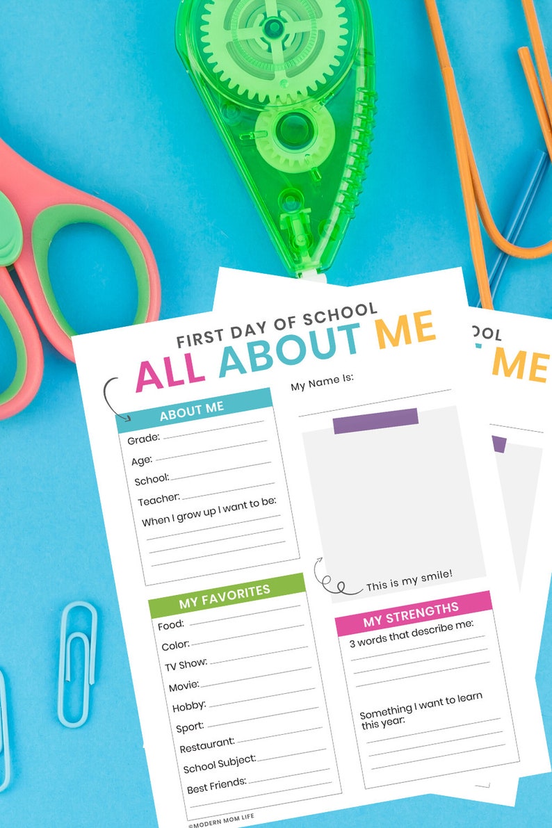 First Day of School All About Me Questionnaire - Etsy
