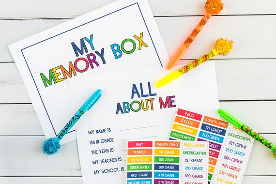 School Memory Box Printables DIY Memory Box Kit Filing | Etsy