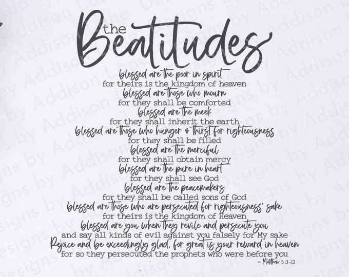 The Beatitudes Christian Scripture Download Print - Etsy
