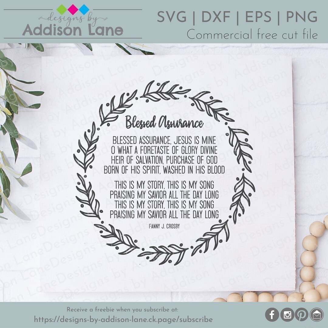 Blessed Assurance SVG | Christian Hymn SVG | Foliage Wreath | Bible ...